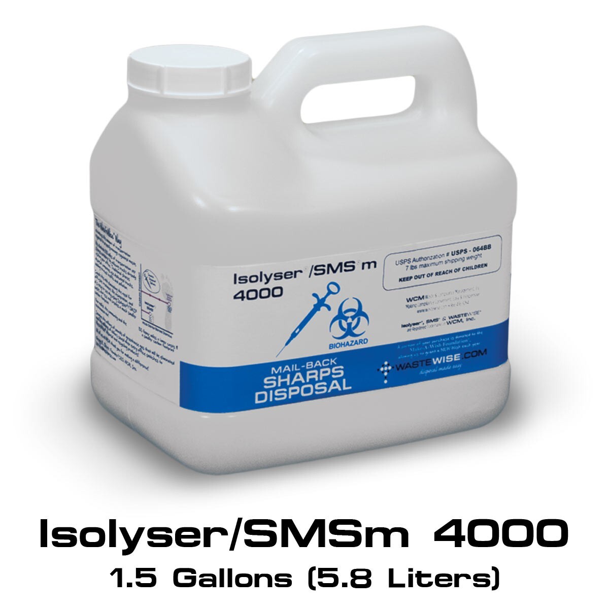 WASTEWISE ISOLYSER SMS 4000m Mail Back Sharps Disposal Product 1.5 GAL ...