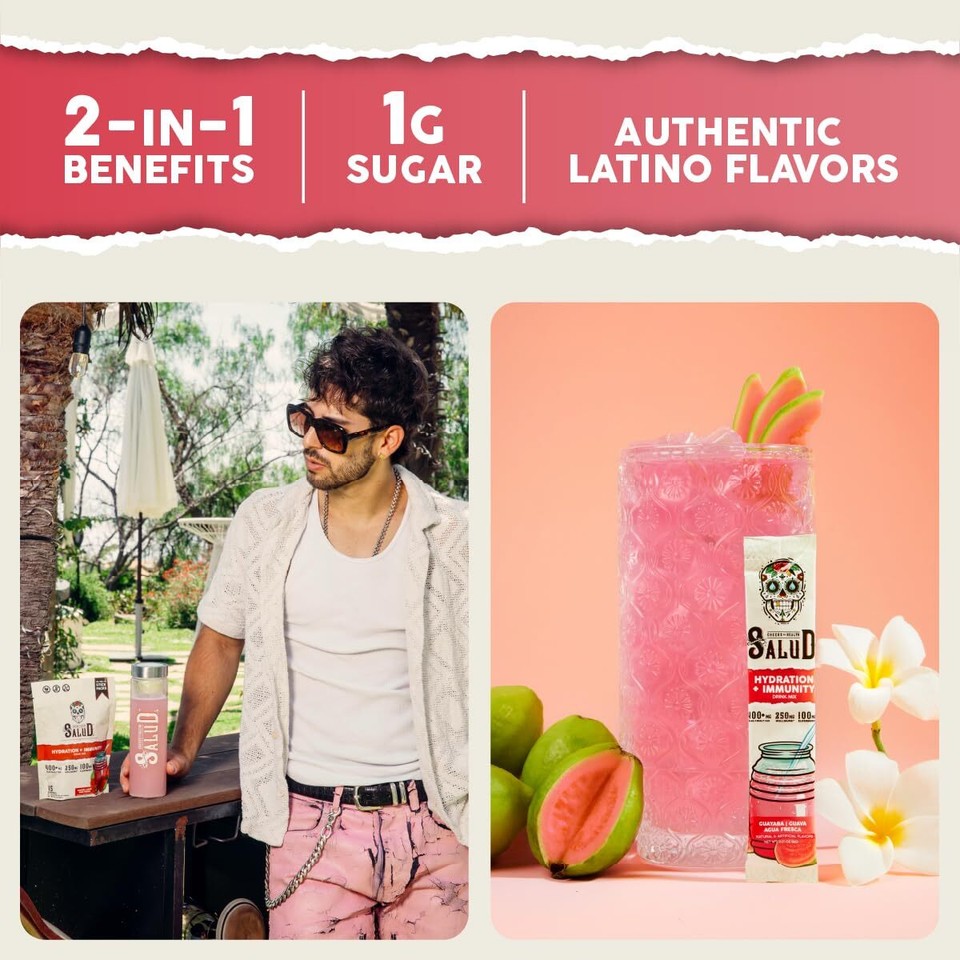 Salud 2-in-1 Hydration Packets + Immunity Electrolytes Powder Guava ...