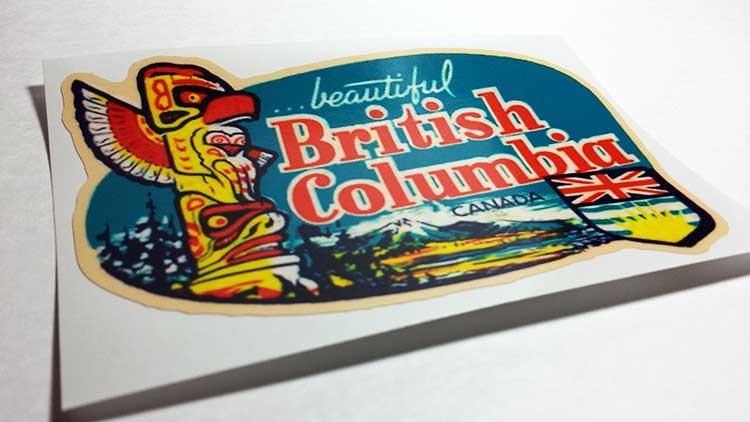 BRITISH COLUMBIA Canada Vintage Style Travel Decal, Vinyl Sticker ...