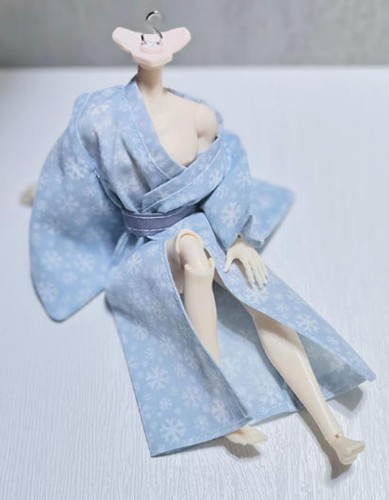 1/12 Scale Japanese Kimono Yukata + Belt Clothes Model For Ob11 P9 Doll ...