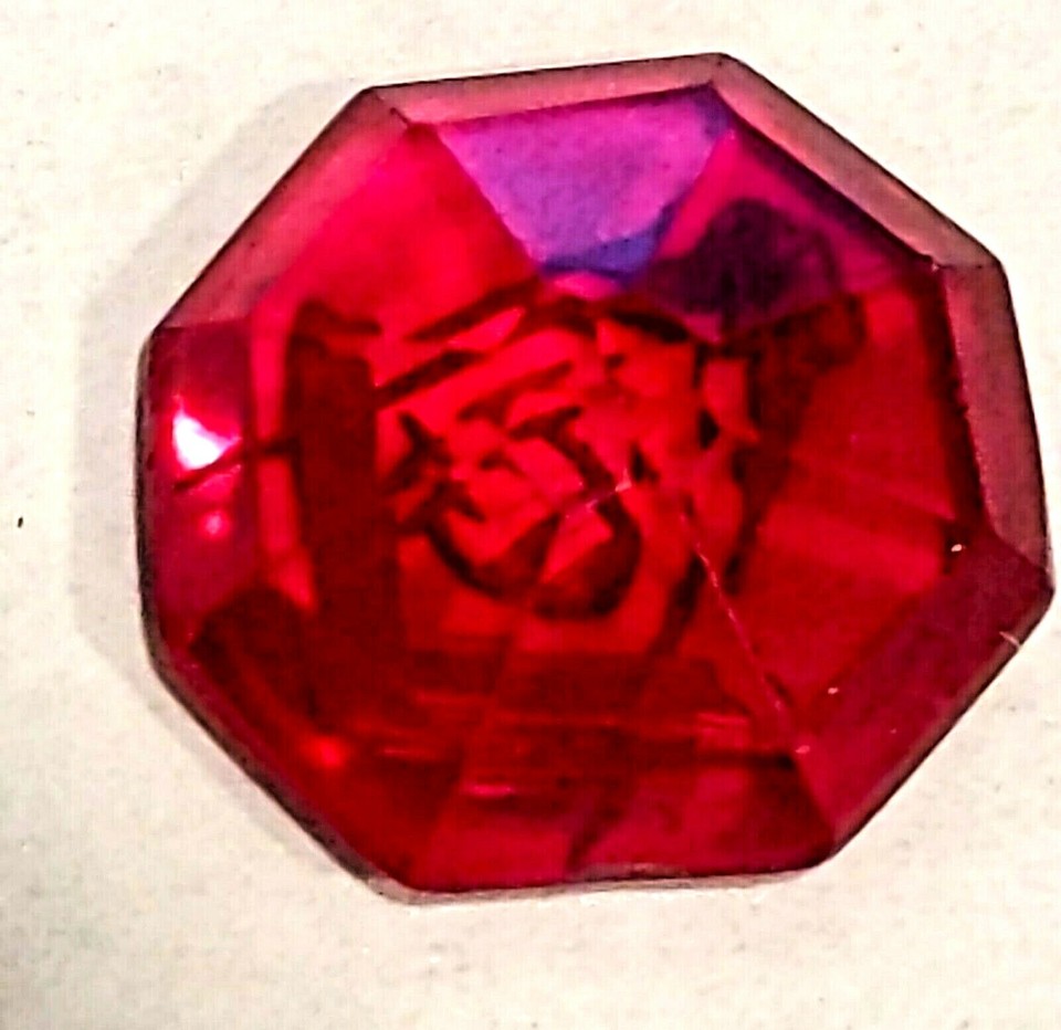 Antique Masonic Mason Red Octagon Stone Silver Encrusted 12.5 mm x 12.5 ...