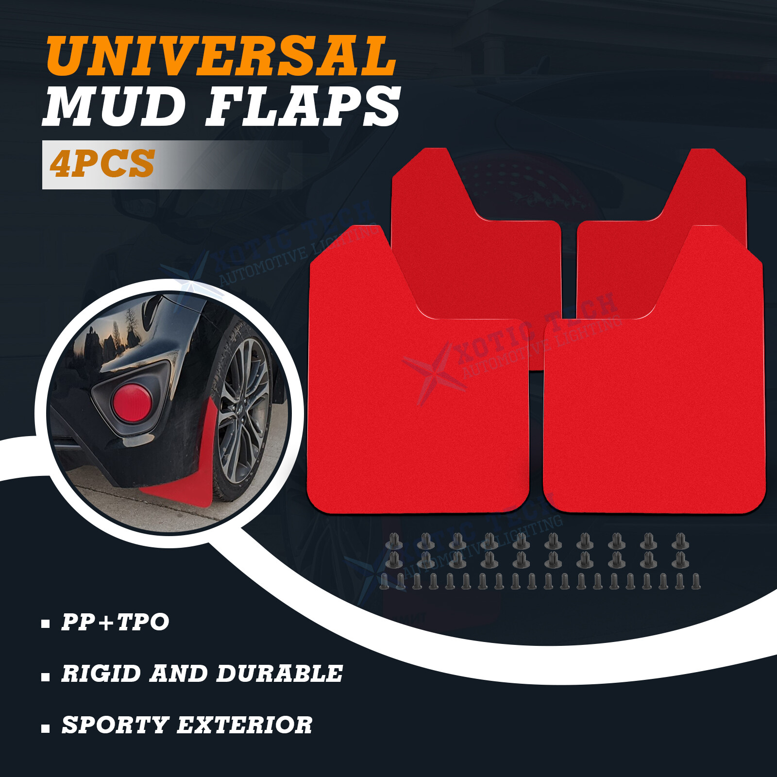 Flexible Fender Red Mud Flap Splash Guard Set 4PCS For Chevrolet Camaro ...