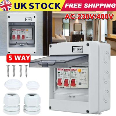 5 Way Garage Shed Camper Van Caravan Consumer Unit Fuse Box with RCD ...