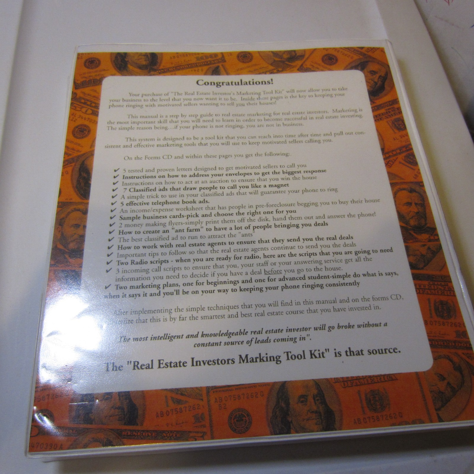 DAVID LINDAHL-REAL ESTATE INVESTORS MARKETING TOOL KIT 10 DISCS/BOOKLE ...