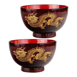 2x Dinner Bowls Rice Salad Bowl Set Traditional Chinese Dragon Pattern ...