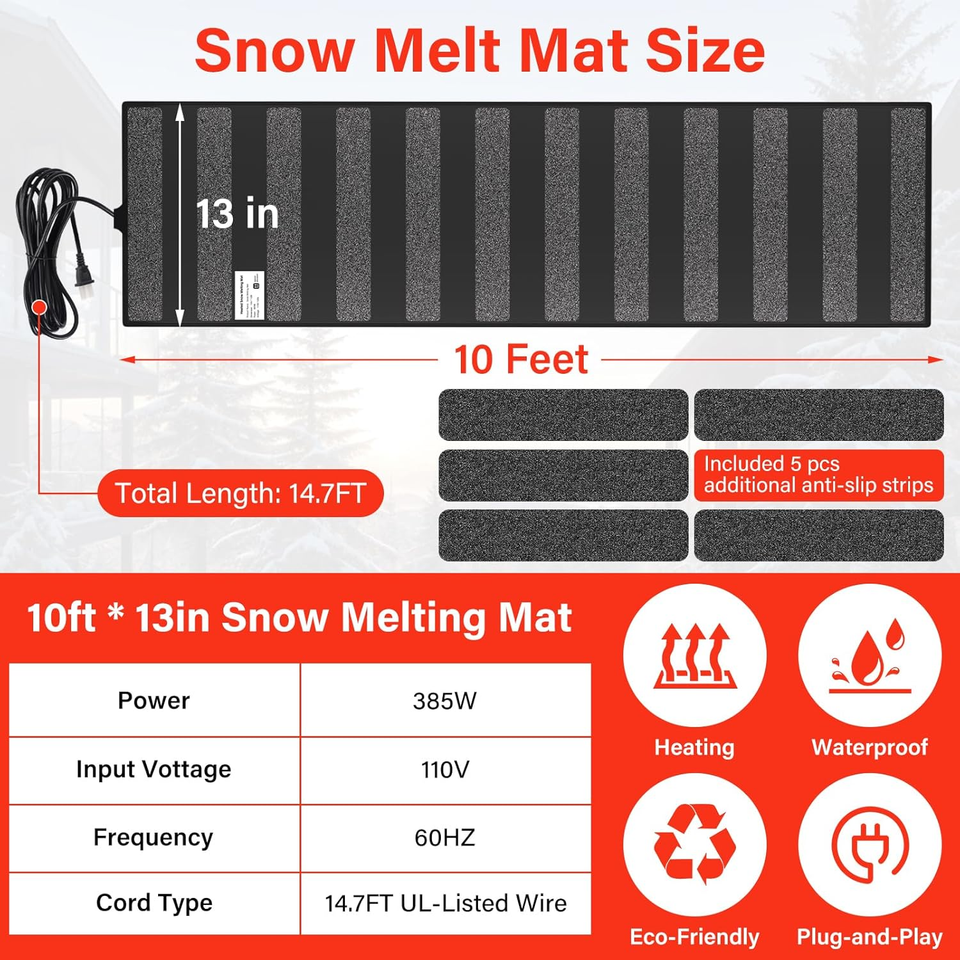 Heated Snow Melting Mats Outdoor,Anti-Slip Outdoor Winter Heated Mat ...