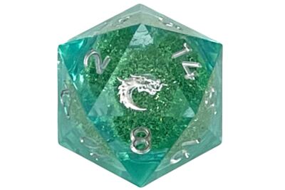 Old School Dice: Sharp Edged 22mm D20 - Liquid Infused - Emerald Fury ...