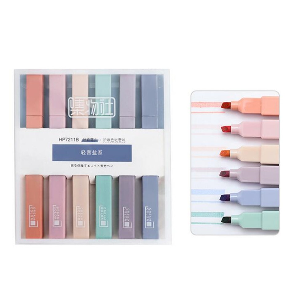 6Pack Multiple Colors Soft Marker Pen 4mm Nib Fluo Pen Smooth Writing ...