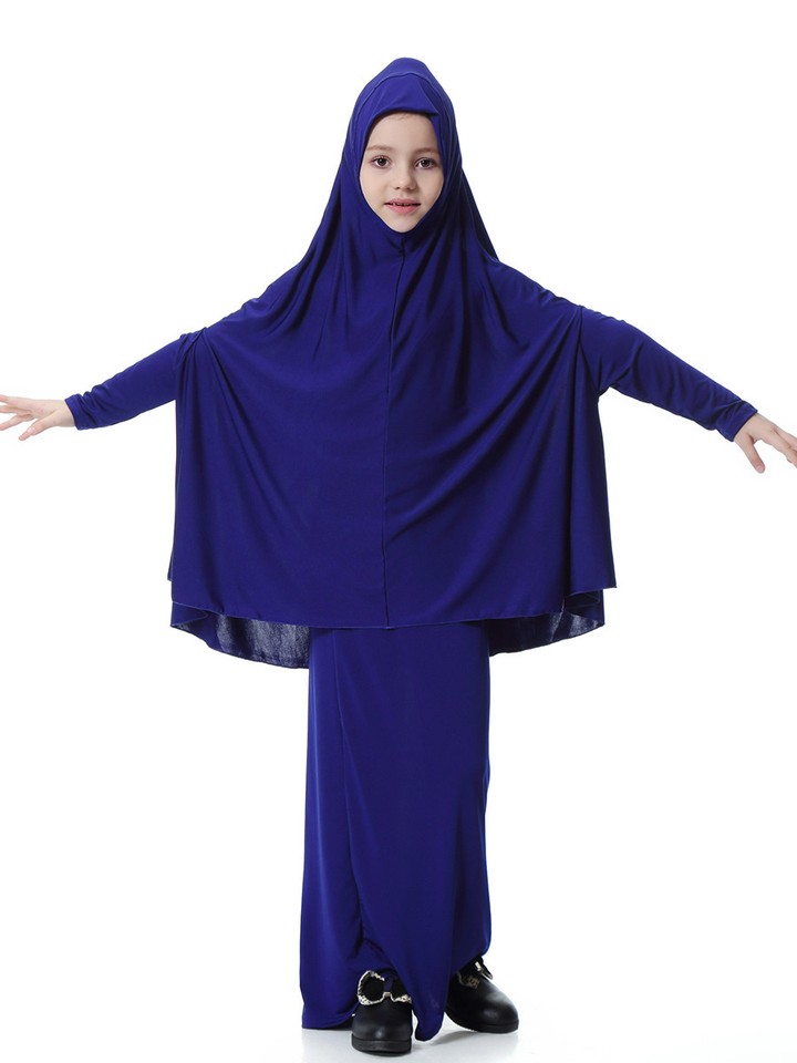 Islamic Kids Girls Batwing Burqa Big Hijab Dress Child Muslim Maxi ...