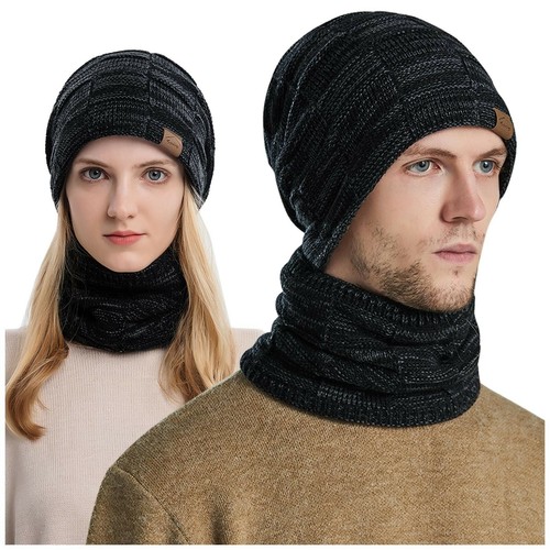 Men's Women's Winter Knitted Fleece Windproof Hood Scarf Coif Winter ...