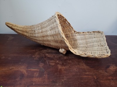 Vintage Wicker Thanksgiving Cornucopia with Knob Legs & Hanging Loop | eBay