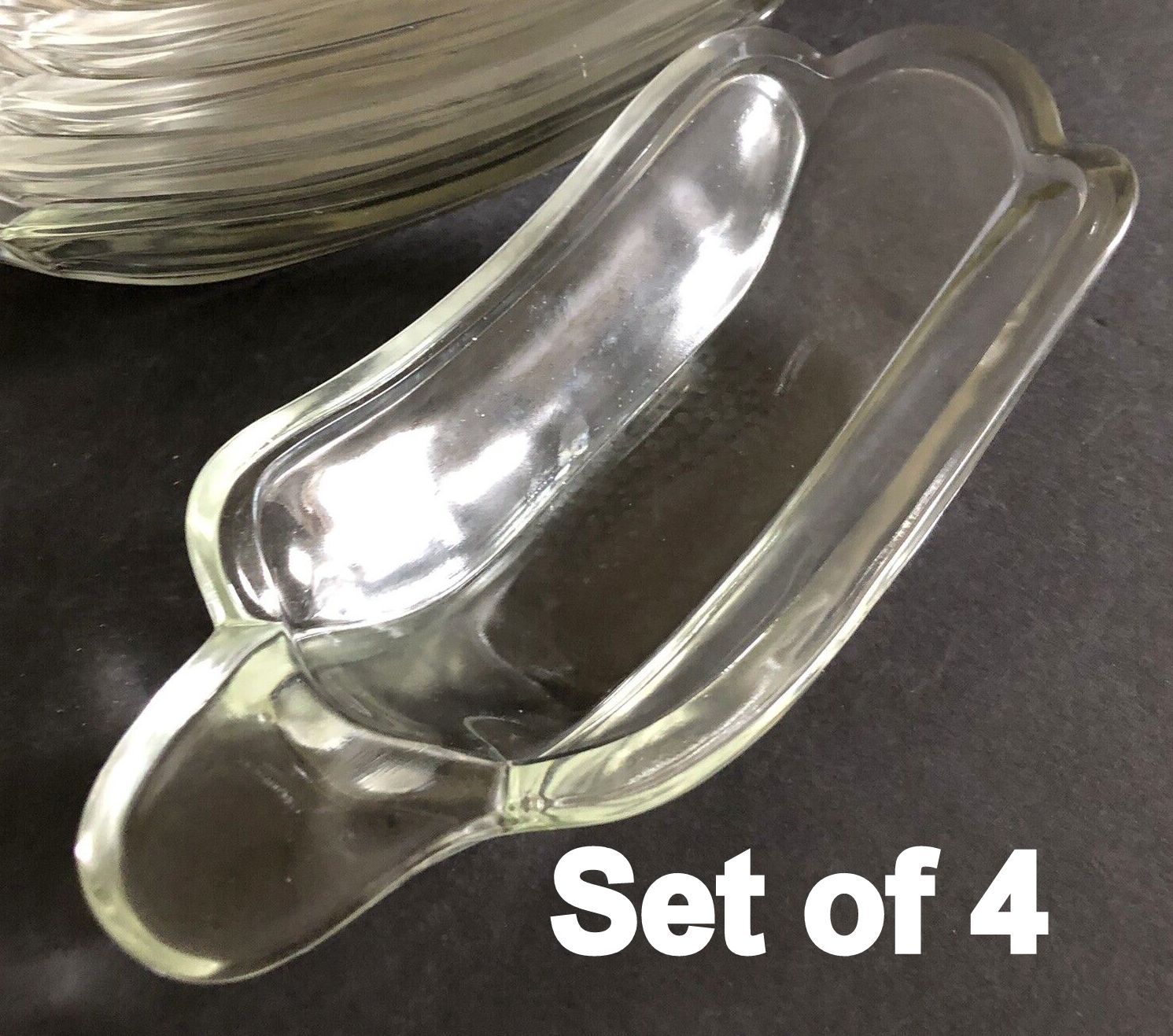 Set of 4 Vintage Heavy Clear Indiana Glass BANANA SPLIT Ice Cream ...
