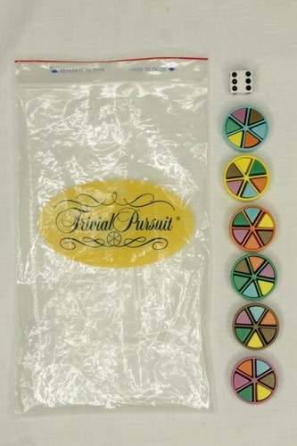 Trivial Pursuit Game Pieces 6 Pie Wedge Mover Die Bag Replacement | eBay