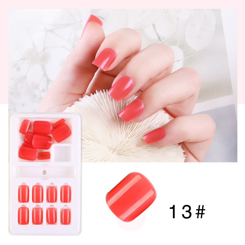 24 Medium/ Short False Nails French Manicure Fake Tips Press On Full ...