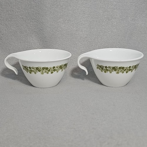 2 Vintage Corelle Corning SPRING BLOSSOM CRAZY DAISY Hook-Handle Coffee ...