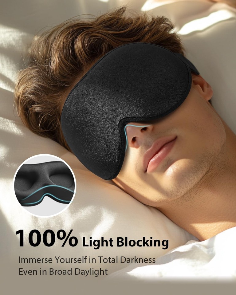 Weighted Eye Mask for Sleeping, Blackout 3D Contoured Sleep Black | eBay