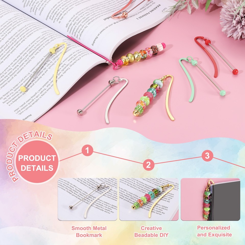 Beadable Bookmarks, 10 Pcs Beaded Bookmark DIY Blank Bookmark, Candy ...