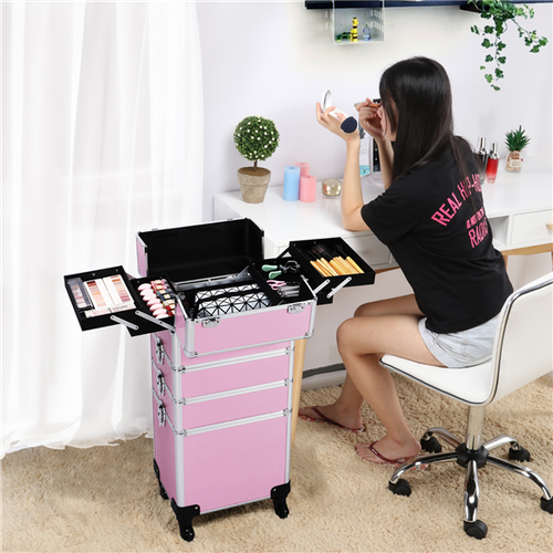Makeup Trolley 4 in 1 Beauty Trolley Case Hairdressing Case with Wheels ...