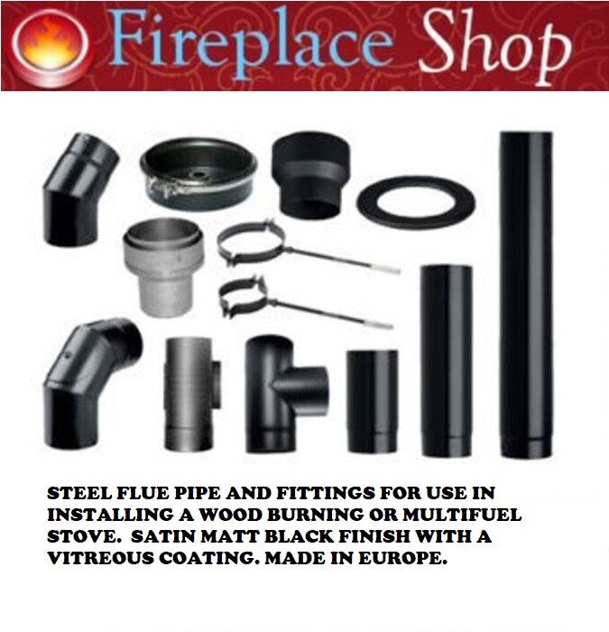 5" inch 6" stove flue pipe 125 & 150mm black wood burner stovepipe ...