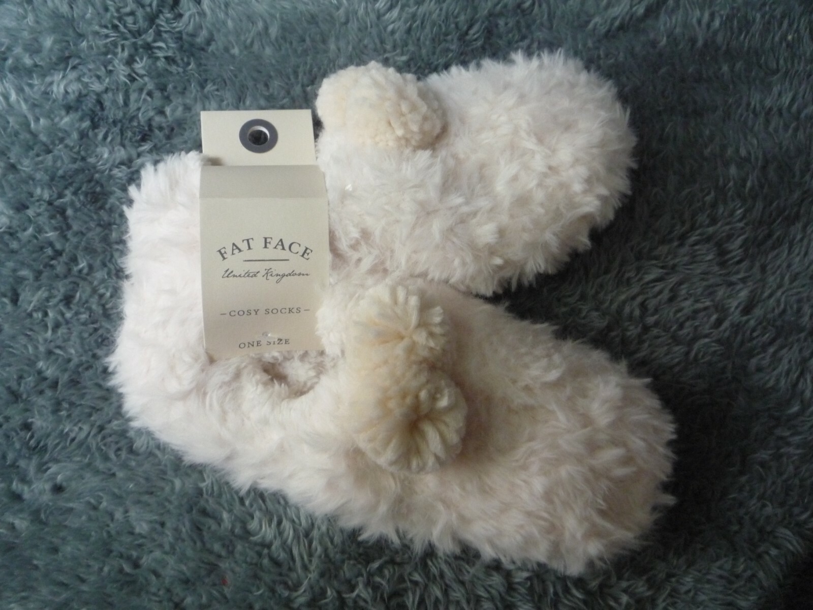 Gorgeous Fat Face Fluffy Ballerinas / Cosy Socks Slippers BNWT Ivory ...