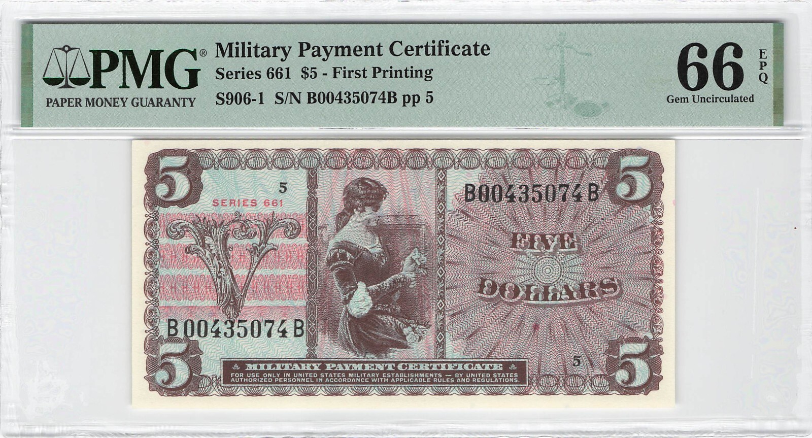 United States (MPC) 5 Dollars Series 661 PMG 66 EPQ | eBay