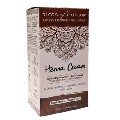 tints of nature Henna Cream 70ml Light Brown semi-permanent hair colour ...