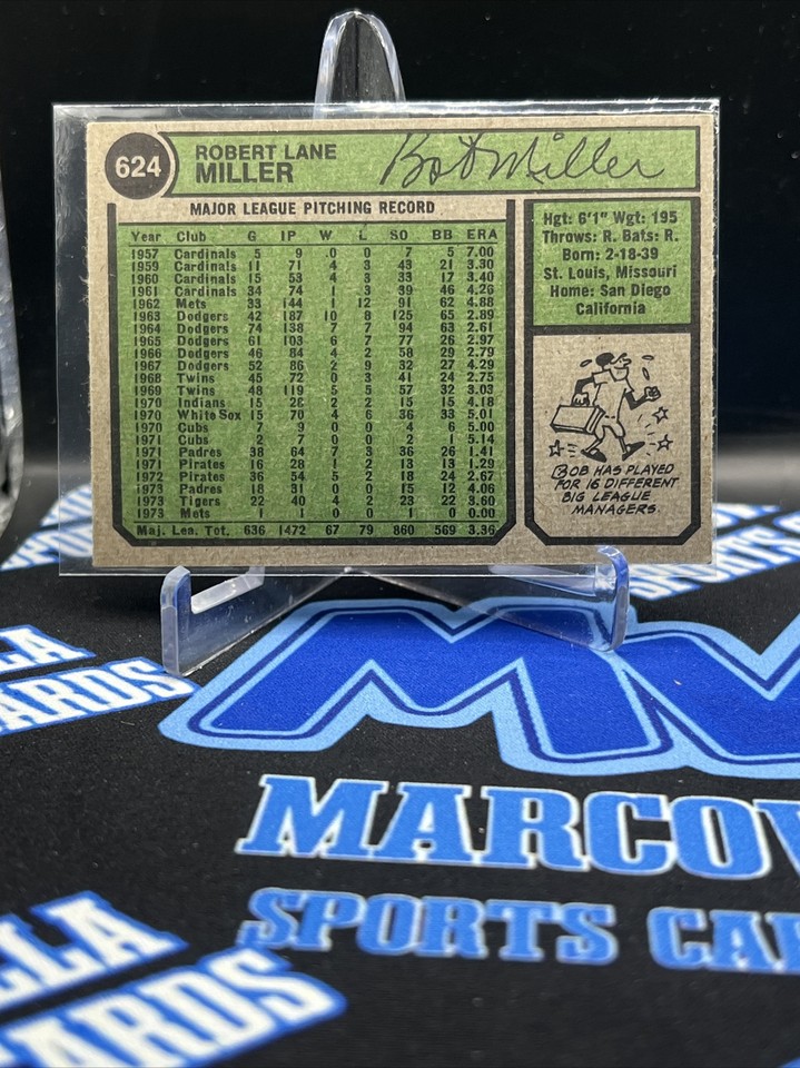 1974 Topps Baseball Bob Miller Card #624 New York Mets EX++ | eBay