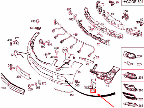 NEW MB C W204 FRONT BUMPER LEFT WHEEL ARCH COVER A20488527239999 OEM | eBay
