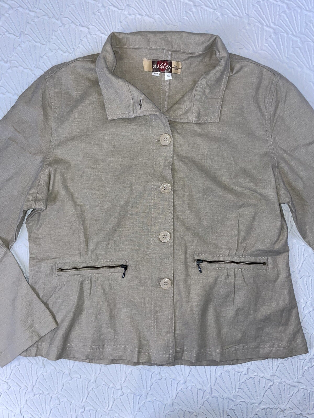 Ashley by 26 International Linen Blend Beige Jacket S… - Gem