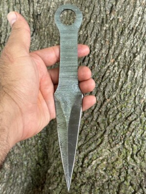 8”CUSTOM HANDMADE FORGED DAMASCUS STEEL BLANK BLADE HUNTING DAGGER ...