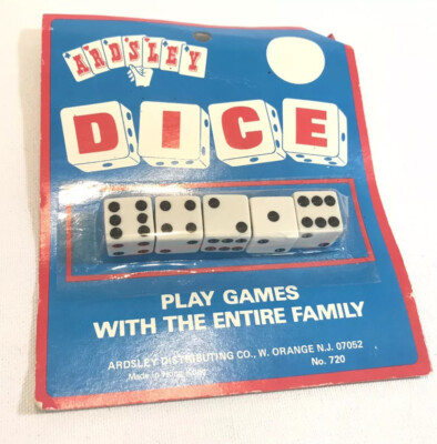 Vintage NOS 1970s 80s Ardsley Dice 5/8" Black Pips Made In Hong Kong ...