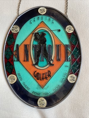 Golf Themed Textured Stained Glass Window Suncatcher 7" x 5" | eBay