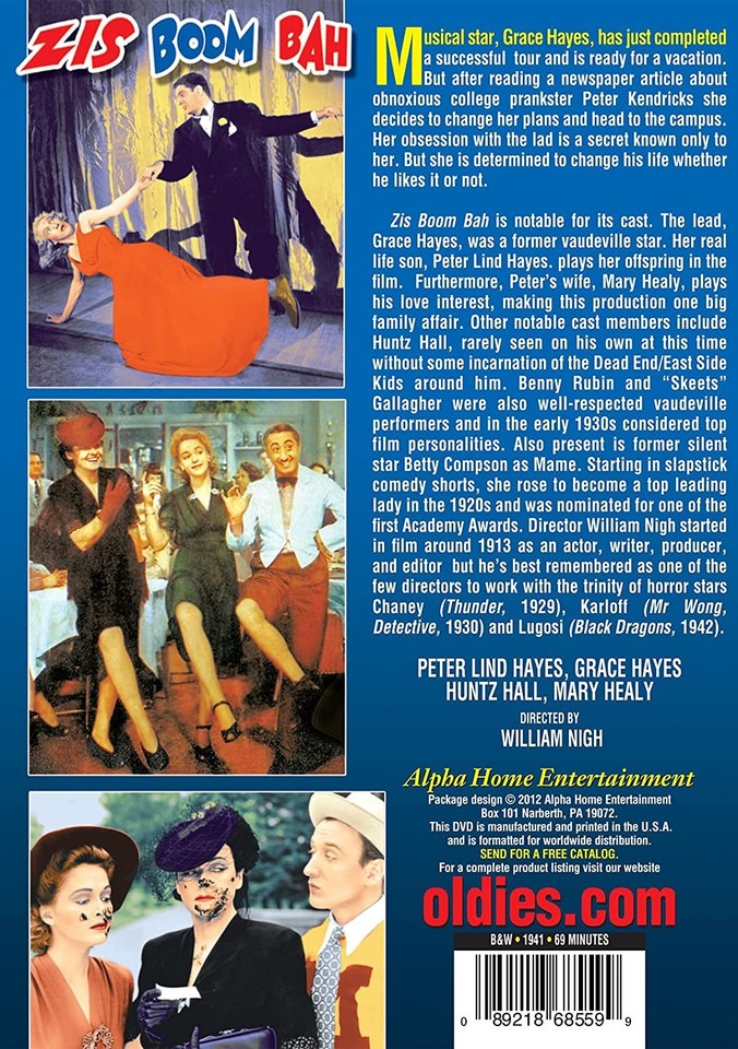 Zis Boom Bah (DVD) Grace Hayes Peter Lind Hayes Huntz Hall Mary Nealy ...
