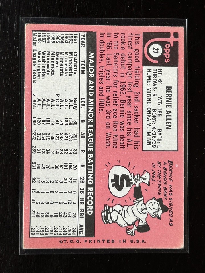 1969 Topps Bernie Allen #27 Washington Senators | eBay