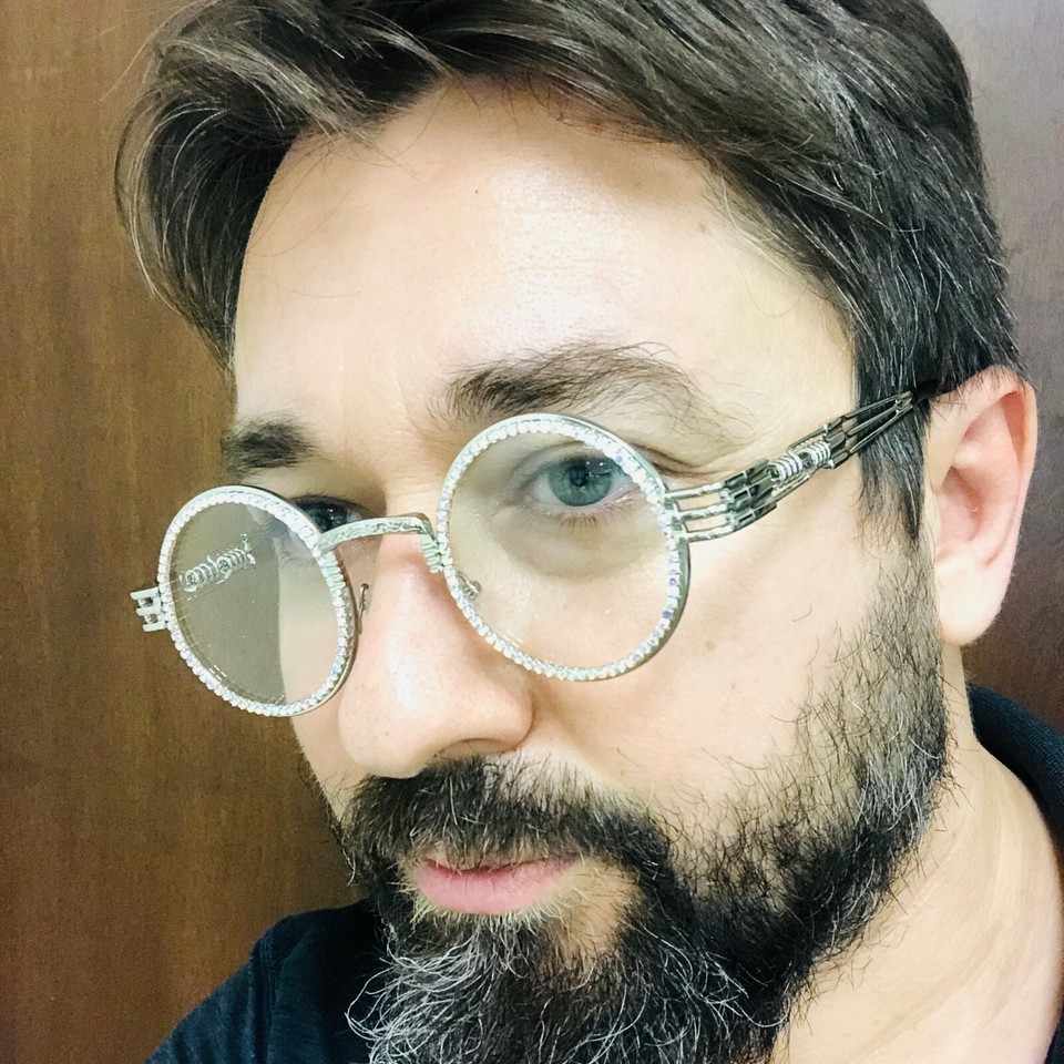 Men Rapper Sunglasses Black Lens Luxury Punk Eye Wear Gold Metal Circle ...