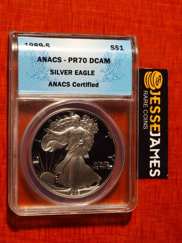 1989 S PROOF SILVER EAGLE ANACS PR70 DCAM BLUE LABEL | eBay