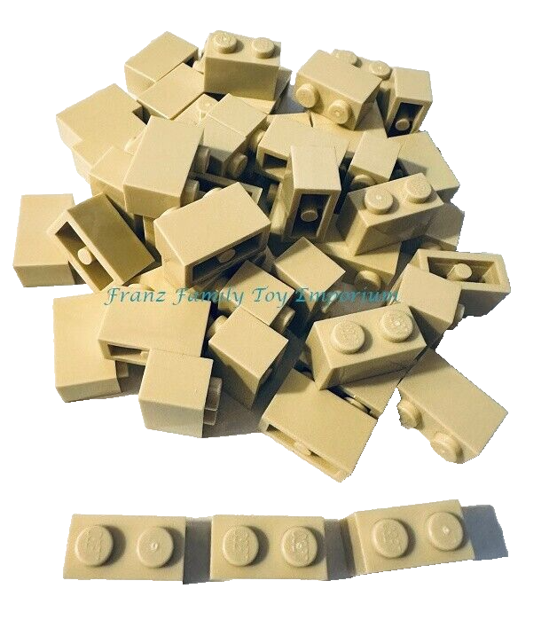 LEGO 50 New Tan Bricks 1 x 2 Classic Brick Bulk Lot Block Building Part ...