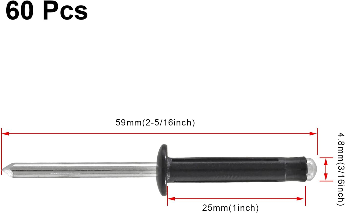 3/16 X 3/4 Rivets 50pcs 3/16 X 3/4 Aluminum Blind Rivets - Large Flange ...