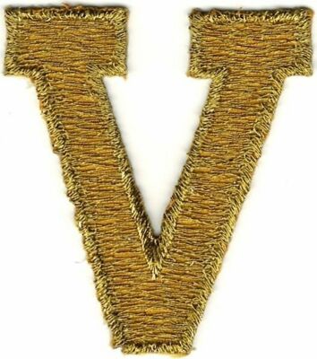 1 7/8" Metallic Gold Monogram Block letter V Embroidery Patch | eBay