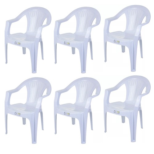 6 PLASTIC CHAIRS STRONG STACKABLE ADULTS GARDEN PATIO SEATING OUTDOOR ...