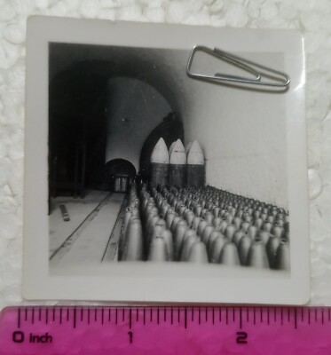 02 WW2 Orig. German Photo Artillery Cannon Shells Tunnel 2.5 x 2.5 inch ...