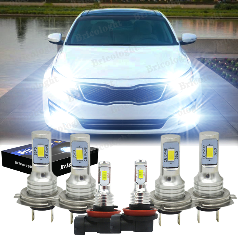 For 2014 2015 KIA OPTIMA-6x 6000K LED Headlight High/Low+Fog Light ...