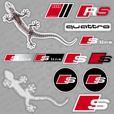 For Audi Sport S S-line Quattro Gecko Sticker Car Decal Stripes Logo ...