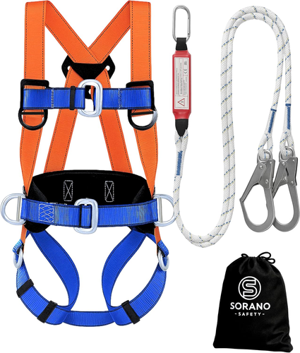 Harness Fall Protection Kit, Full Body Roofing Harnesses with Shock ...