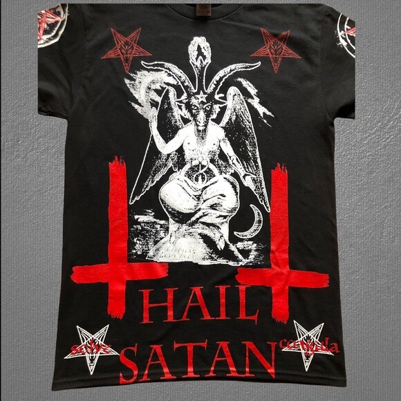 Baphomet Inverted Crosses Pentagram Hail Satan T Shirt S to 2 Extra ...