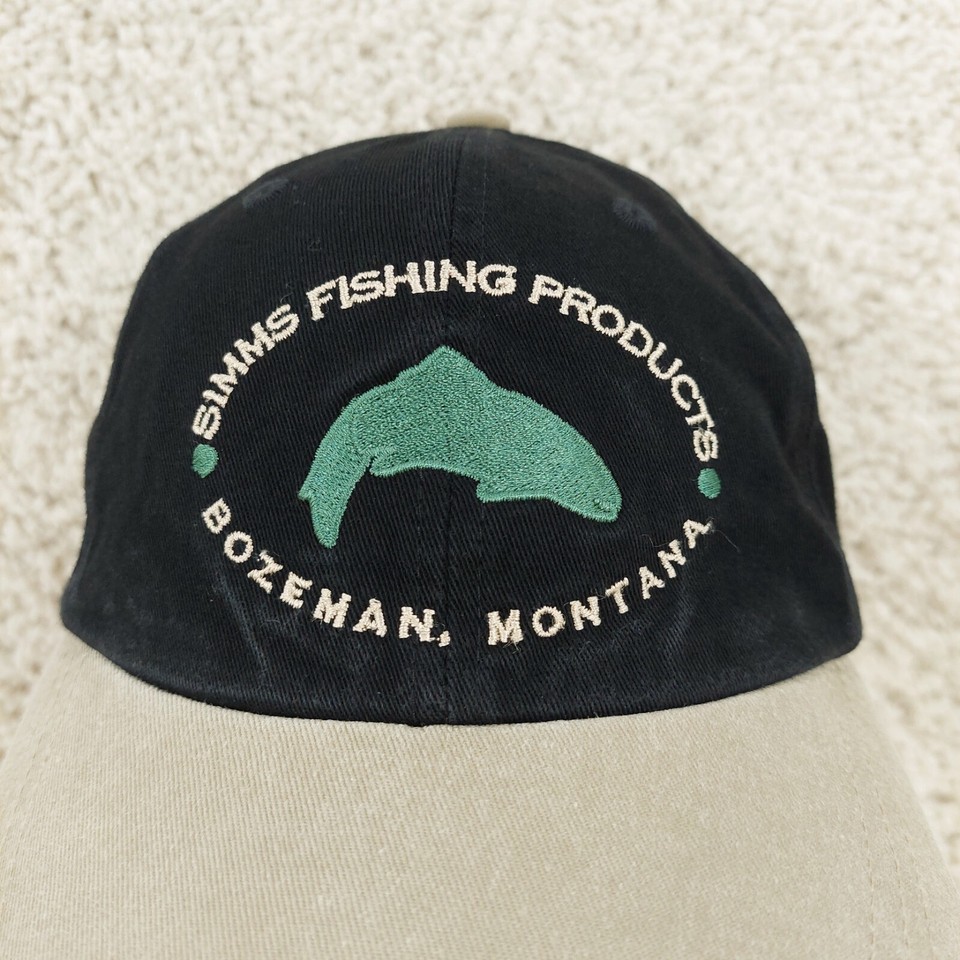 Vintage Simms Fishing Strapback Cap Hat, Long Bill, Embroidered ...