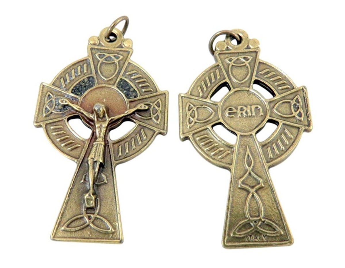 Irish Catholic Cross Mullingar Pewter Standing Celtic Cross 7" Tall.