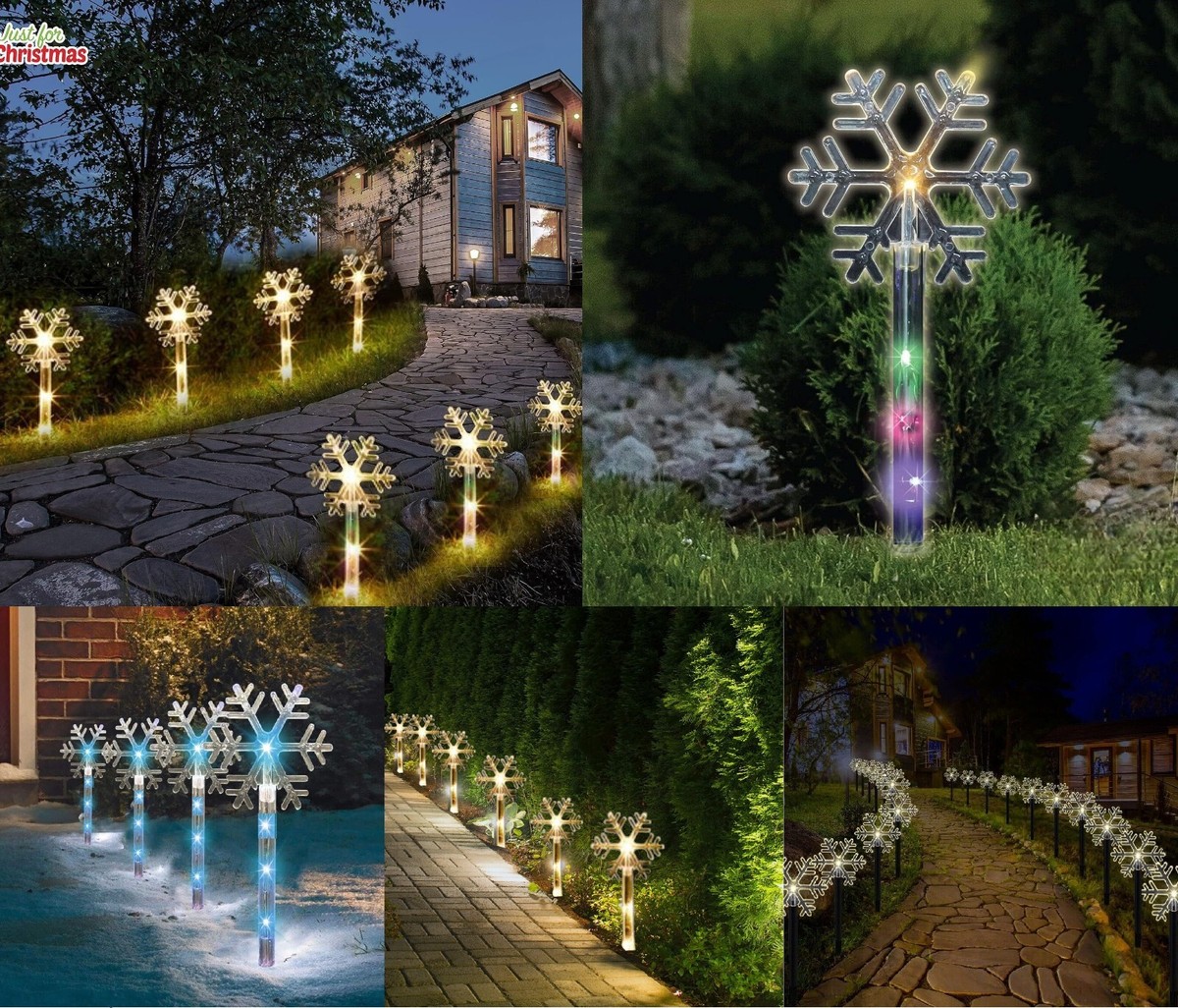 Snowflake Sidewalk Lights Solar Christmas Snowflake Pathway Lights