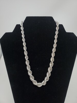 Bronzo Italia Textured Solid Graduated Silver Tone Bronze Rope Necklace ...