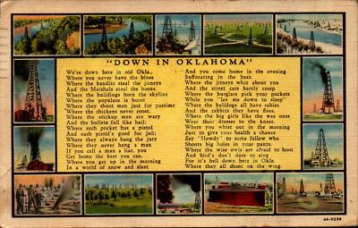 Vintage postcard Down in Oklahoma - Scenes and Lyrics from the Sooner ...